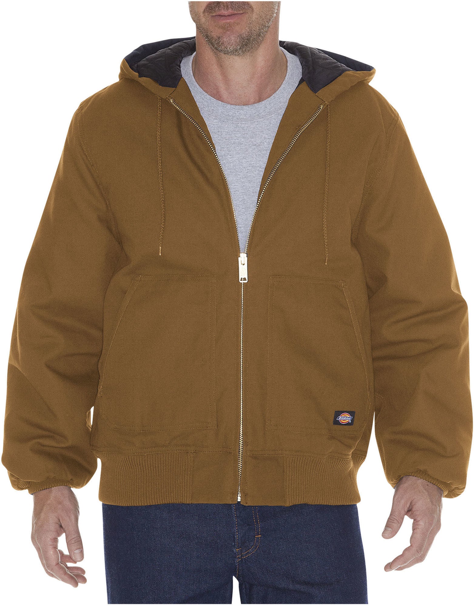 Dic Tj718 Dickies Mens Rigid Duck Hooded Jacket
